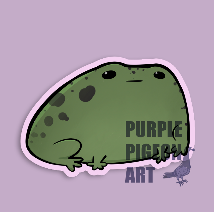 [Sticker] Blob Frog Sticker - Holographic – Purple Pigeon Art